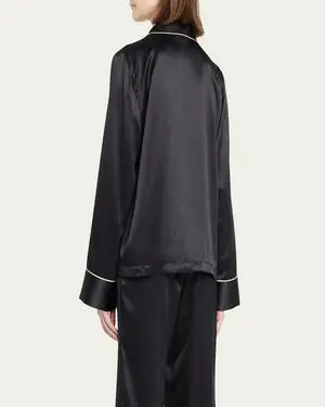 Kiki De Montparnasse Kiki Button-down Silk Lounge Top