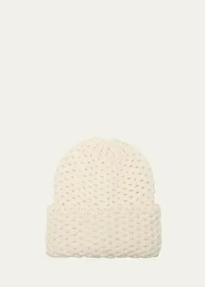Inverni Inverni Cashmere Honeycomb Knit Beanie 1001t Ivory