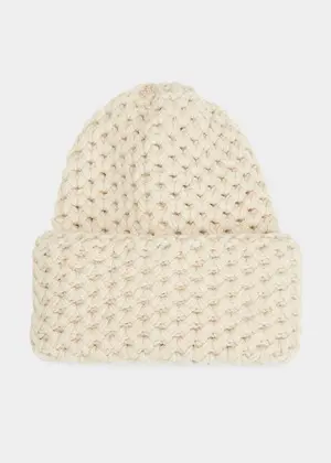 Inverni Inverni Cashmere Honeycomb Knit Beanie 1016 Vanilla