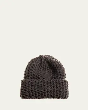 Inverni Inverni Cashmere Honeycomb Knit Beanie Bark Brown