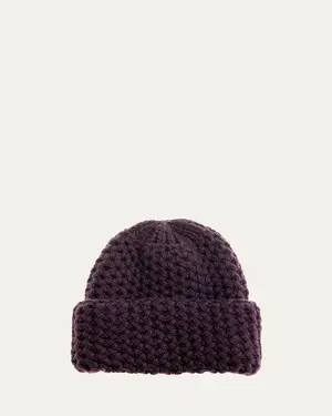Inverni Inverni Cashmere Honeycomb Knit Beanie Dark Purple