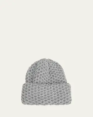 Inverni Cashmere Honeycomb Knit Beanie - Graphite Grey