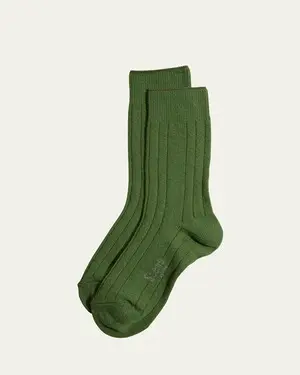 STEMS Ribbed Lux Cashmere Socks Alpine Green