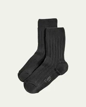STEMS Ribbed Lux Cashmere Socks Black
