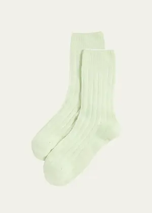 STEMS Ribbed Lux Cashmere Socks Green