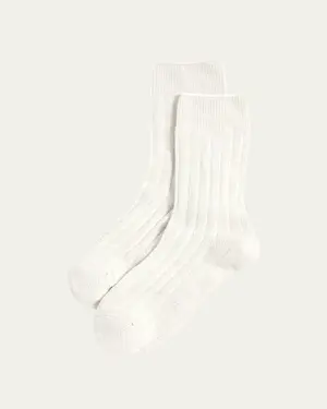 STEMS Ribbed Lux Cashmere Socks Ivory