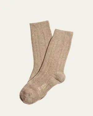 STEMS Ribbed Lux Cashmere Socks Oat
