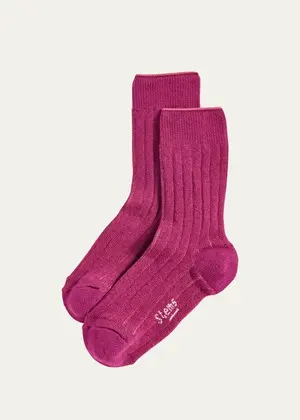 STEMS Ribbed Lux Cashmere Socks Violet