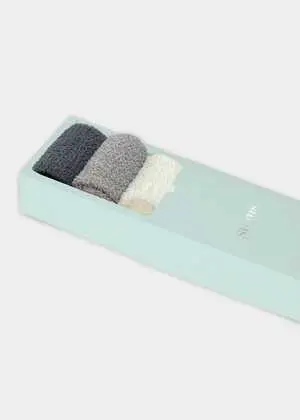 STEMS Plush Cozy Ankle Socks 3-Pack - Grey/ivory/charco