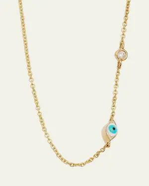 SYDNEY EVAN 14k Gold Evil Eye Necklace With Diamond - Yellow Gold