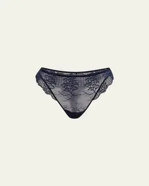 Simone Perele Reve Scalloped Lace Tanga Cosmic Blue