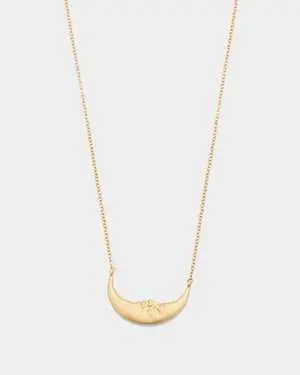 ANTHONY LENT 18k Yellow Crescent Moonface Necklace With Diamond - Gold