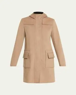 Akris Duffle Reversible Hooded Coat - Malt-black