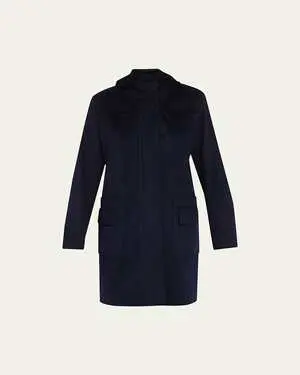 Akris Duffle Reversible Hooded Coat - Navy-black