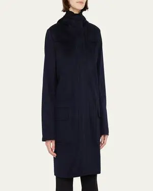 Akris Duffle Reversible Hooded Coat - Navy-black