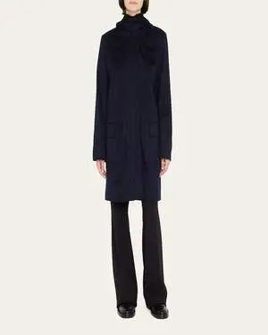 Akris Duffle Reversible Hooded Coat - Navy-black