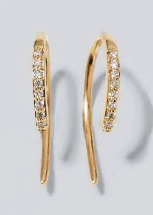 Lana Jewelry Lana 14K Yellow Gold Diamond Hooked Earrings White