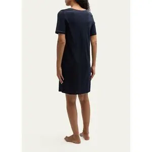 Hanro Cotton Deluxe Short-sleeve Big Sleepshirt - Black