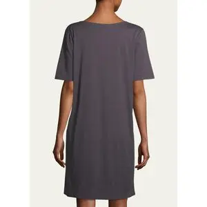 Hanro Cotton Deluxe Short-sleeve Big Sleepshirt - Black