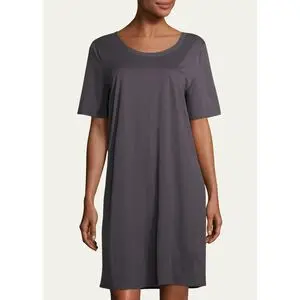Hanro Cotton Deluxe Short-sleeve Big Sleepshirt - Black