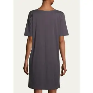 Hanro Cotton Deluxe Short-sleeve Big Sleepshirt - Black