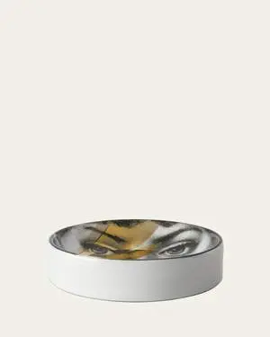 FORNASETTI Round Ashtray Tema E Variazioni Lightning Black/gold