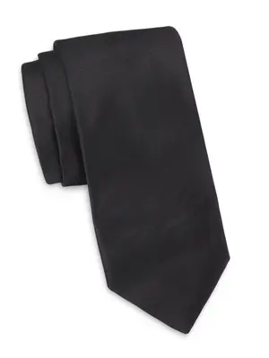 Canali Solid Silk Necktie - Black