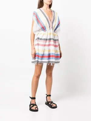 LEMLEM V-neck Striped Mini Dress - Stripe Fiesta