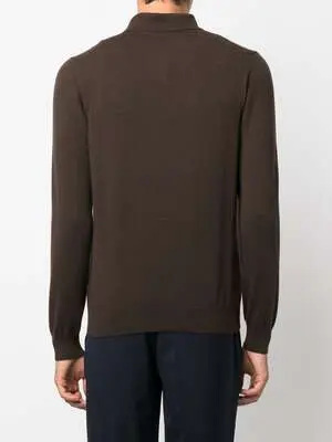 Malo Long-sleeve Cashmere Polo Shirt - Brown