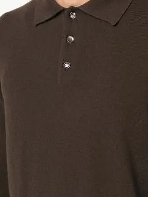 Malo Long-sleeve Cashmere Polo Shirt - Brown