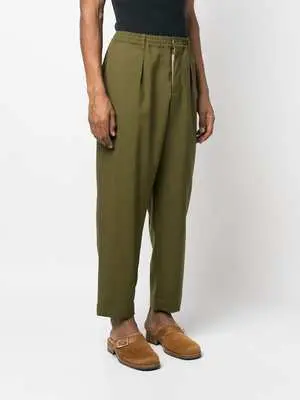 Marni Cropped Elasticated Trousers - Green