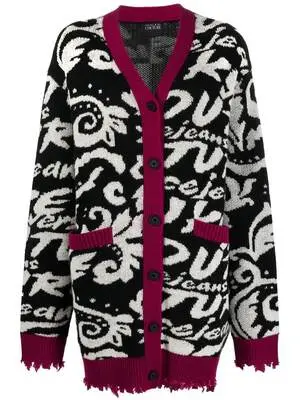 Versace Intarsia Knit Cardigan