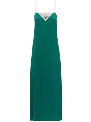 Prada Lace-Trimmed Silk Dress - F077u Emerald | Editorialist