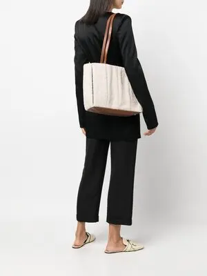 THEMOIRE Ribbed Faux-shearling Tote