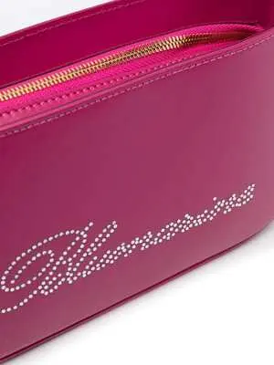 Blumarine Rhinestone-logo Leather Shoulder Bag - Pink