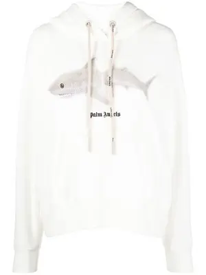 Palm Angels Graphic-print Cotton Hoodie - White