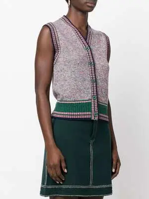 BARRIE Sleeveless Cashmere Marl Knit Cardigan