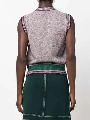 BARRIE Sleeveless Cashmere Marl Knit Cardigan