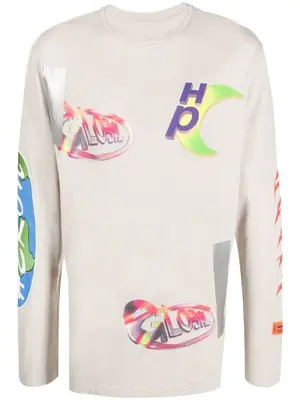 Heron Preston Os Global Collage Long-sleeve T-shirt - Neutrals