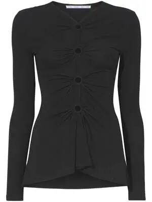 Proenza Schouler White Label Cut-out Detailed Long-sleeved Top - Black