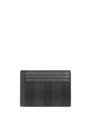 Burberry Check-pattern Leather Cardholder - Grey