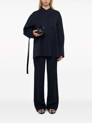 JIL SANDER Collarless Button-front Shirt - Blue