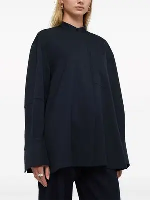 JIL SANDER Collarless Button-front Shirt - Blue