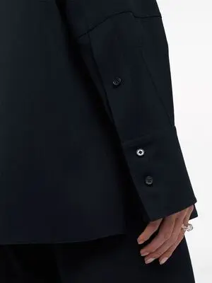 JIL SANDER Collarless Button-front Shirt - Blue