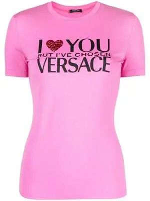 Versace Slogan-print T-shirt - Pink