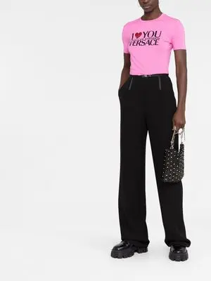 Versace Slogan-print T-shirt - Pink