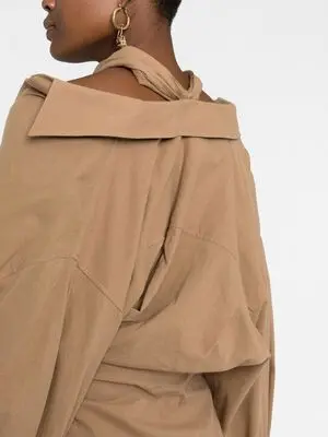 Jacquemus Off-shoulder Knot Detail Shirt Dress