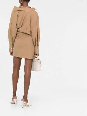 Jacquemus Off-shoulder Knot Detail Shirt Dress