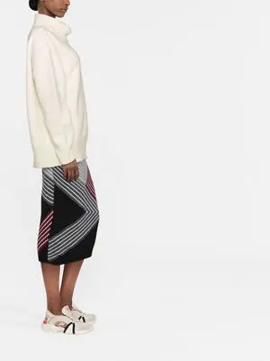 Stella McCartney 3d Stripes Wool Midi Skirt