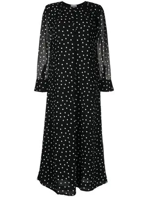 GANNI Spot-print Crepe Midi Dress